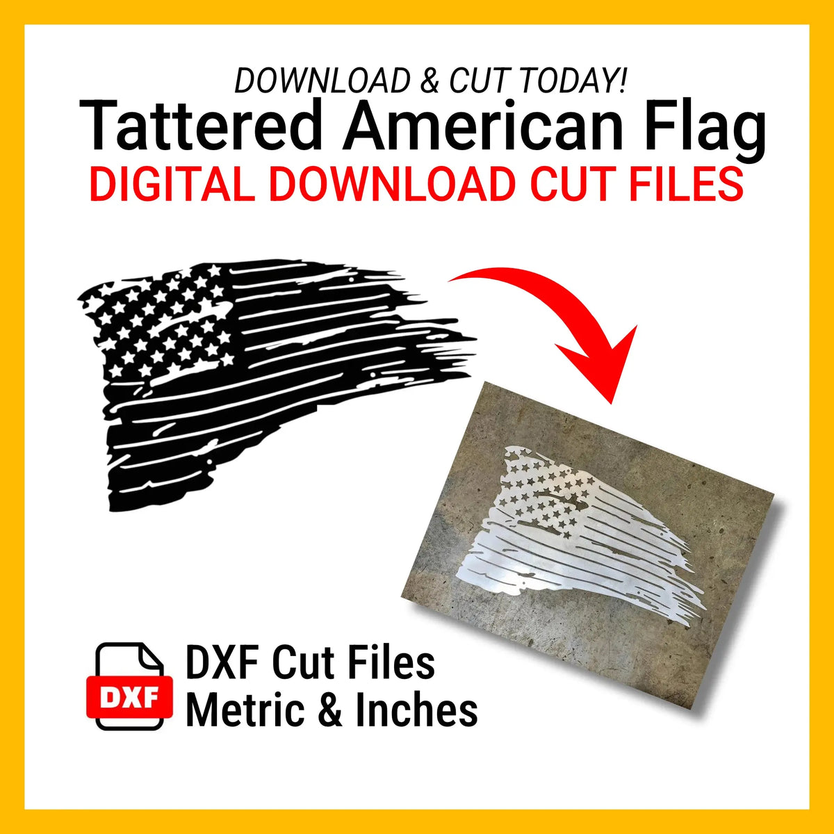 Downloadable DXF File Tattered American Flag for CNC Projects — BOCO ...